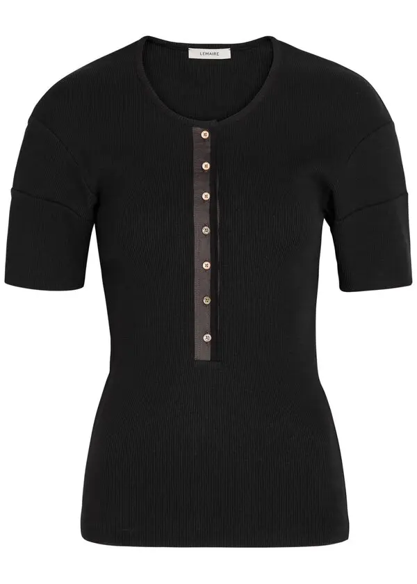 LEMAIRE Ribbed Cotton-blend Top - Black