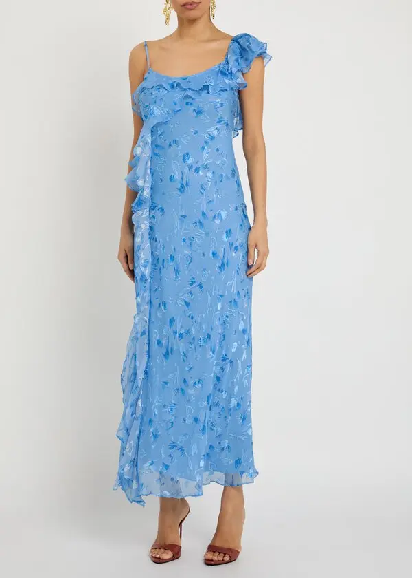 Rixo Ester Devoré Silk-blend Maxi Dress