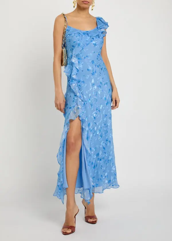 Rixo Ester Devoré Silk-blend Maxi Dress