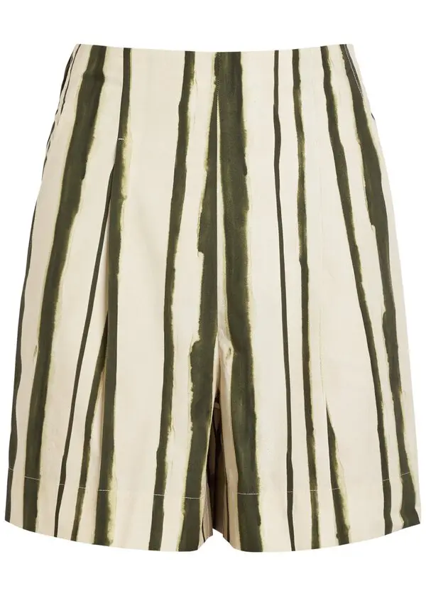 Max Mara Striped Cotton Shorts - Green