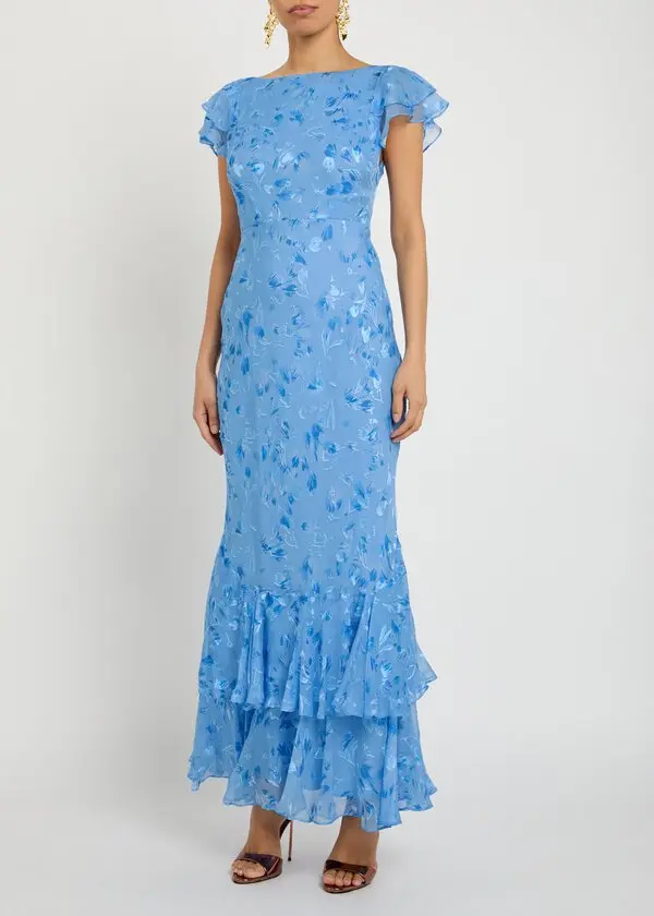 Rixo Ordinia Devoré Silk-blend Maxi Dress