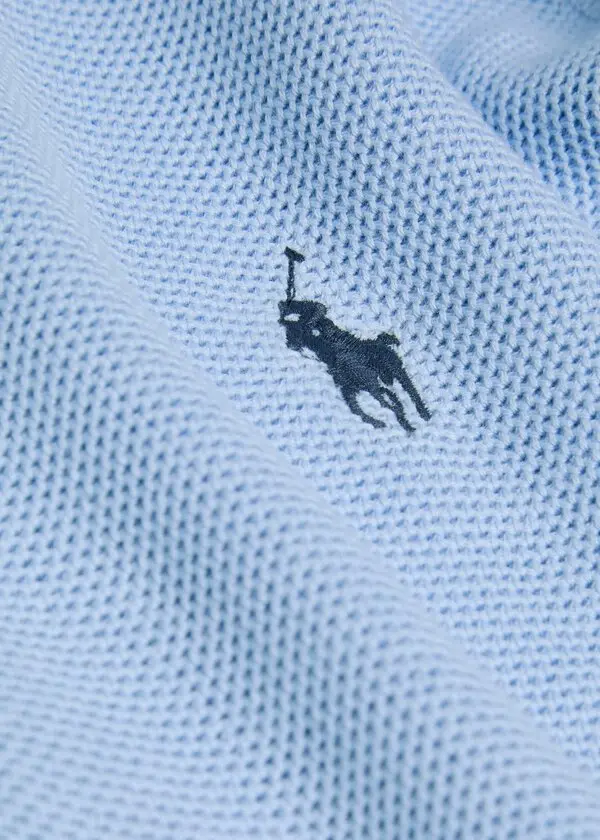 Polo Ralph Lauren Logo Half-zip Cotton Jumper - Light Blue