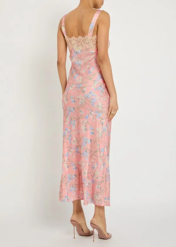 Rixo Floral-print Satin Midi Dress