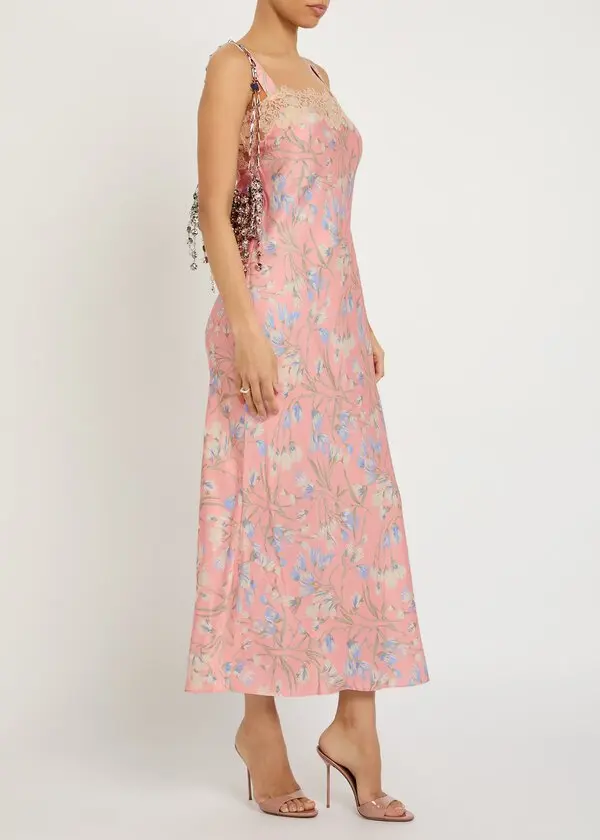 Rixo Floral-print Satin Midi Dress