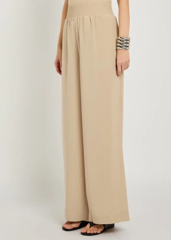 JOSEPH Nour Wide-leg Satin-twill Trousers - Beige