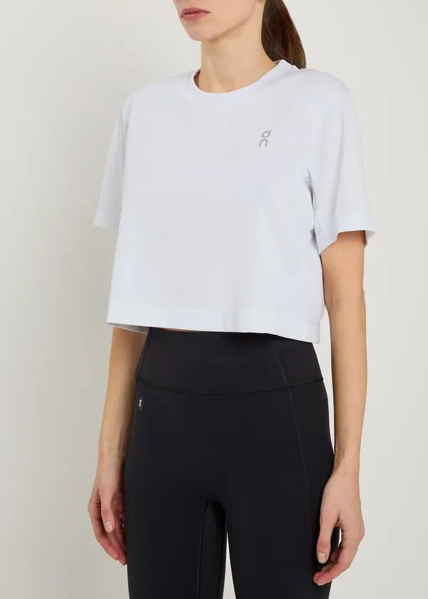 On Logo Jersey Crop T-shirt - White