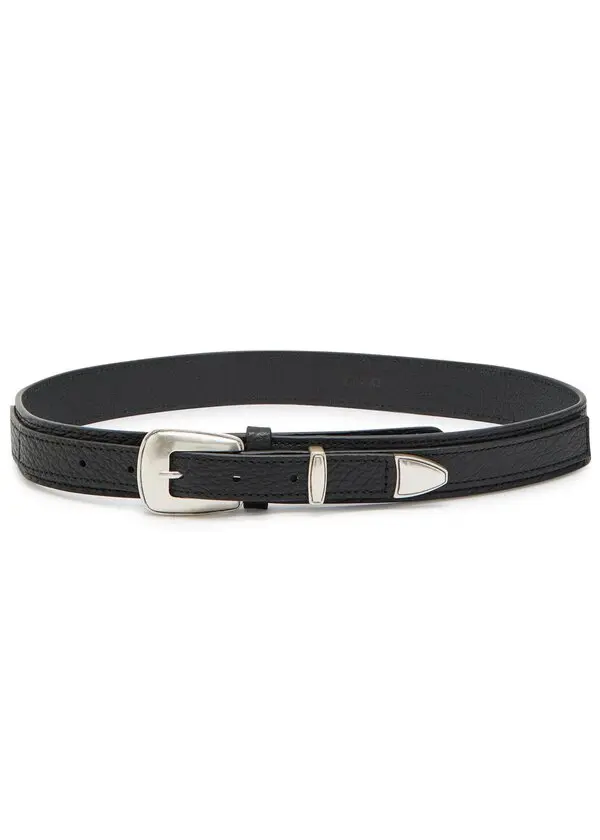 LEMAIRE Minimal Western Grained Leather Belt - Black