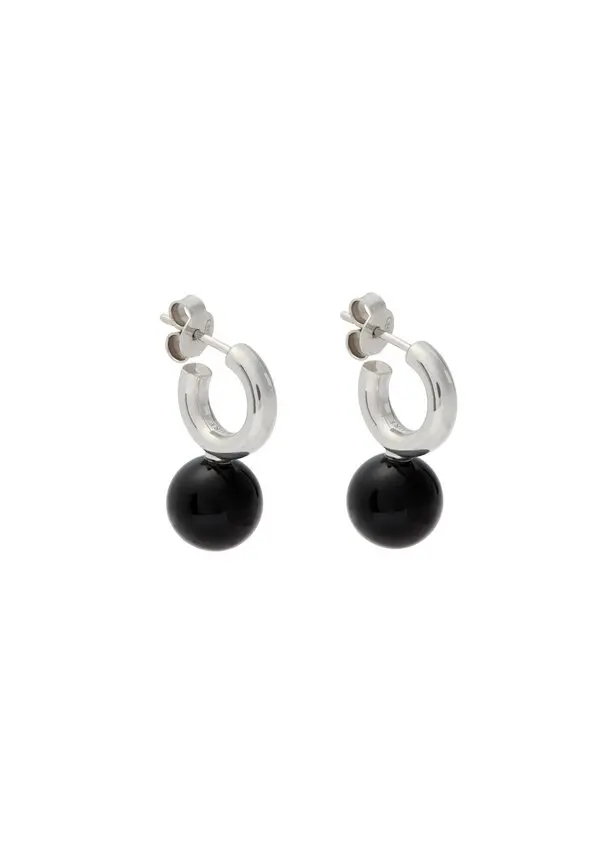 LEMAIRE Short Dot Hoop Earrings - Black
