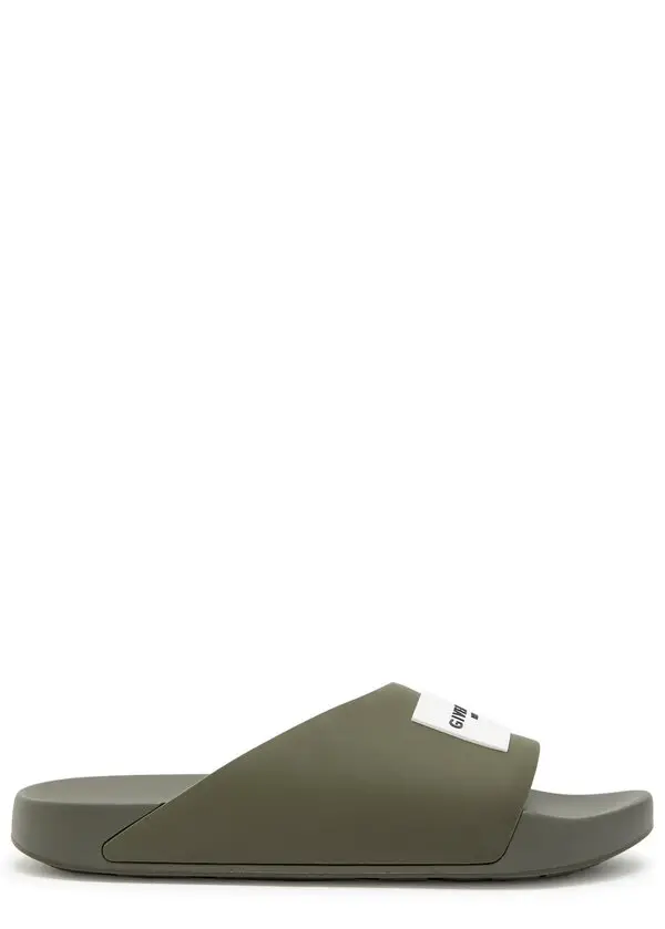 Givenchy Logo Rubber Sliders - Khaki