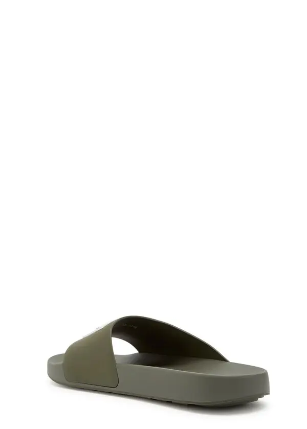 Givenchy Logo Rubber Sliders - Khaki