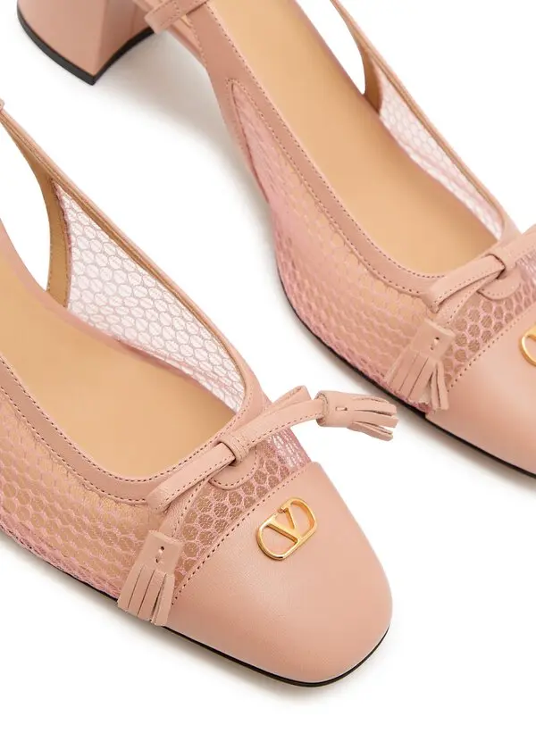 Valentino Garavani Valet Du Roi 60 Mesh And Leather Slingback Pumps - Light Pink