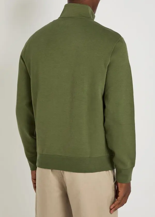 Polo Ralph Lauren Logo-embroidered Half-zip Cotton-blend Sweatshirt - Olive