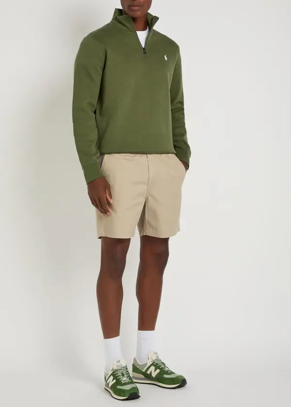 Polo Ralph Lauren Logo-embroidered Half-zip Cotton-blend Sweatshirt - Olive