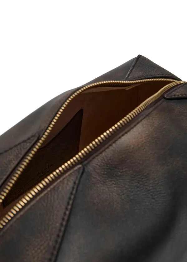 Alaïa Le Bulldog Grained Leather Shoulder Bag - Dark Brown
