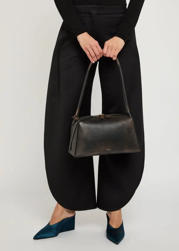 Alaïa Le Bulldog Grained Leather Shoulder Bag - Dark Brown