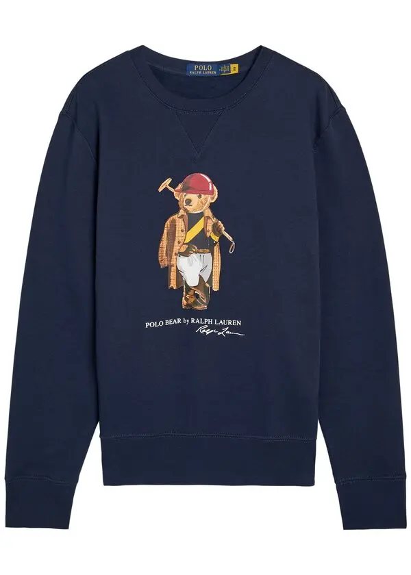 Polo Ralph Lauren Bear-print Crew-neck Sweatshirt - Navy