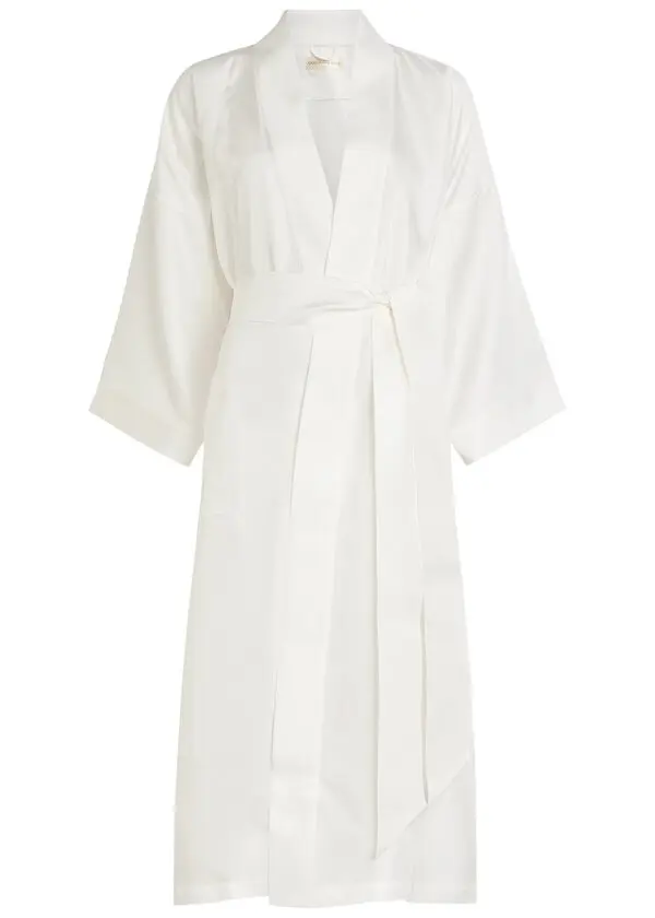 Olivia Von Halle Sabine Silk Robe - Ivory
