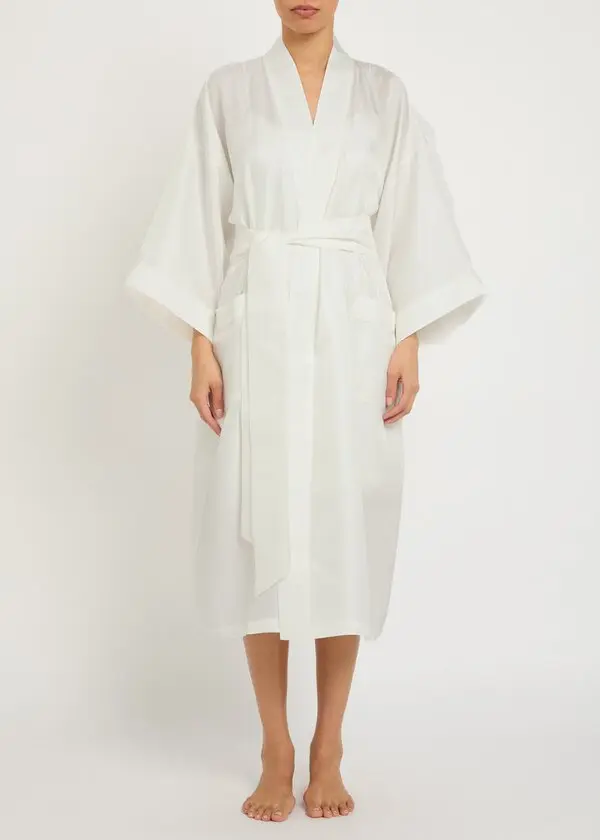 Olivia Von Halle Sabine Silk Robe - Ivory