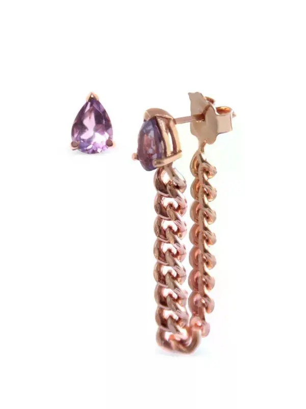 NORMA JEWELLERY Amethyst Pear-cut Drop Chain Earrings - Pink