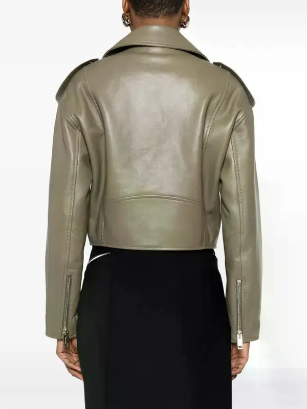 YVES SALOMON Lambskin Zip-front Jacket - Green