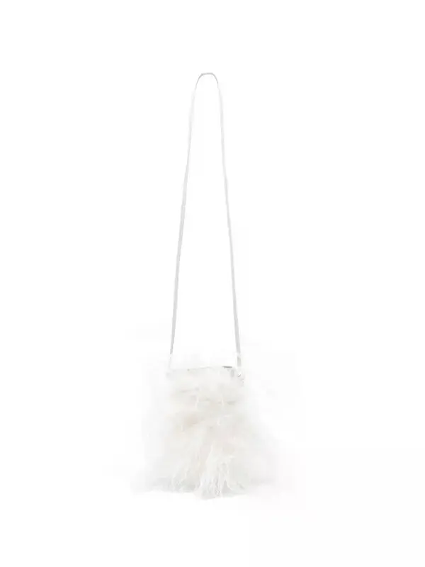 YVES SALOMON Feather Detail Cross Body Bag - White