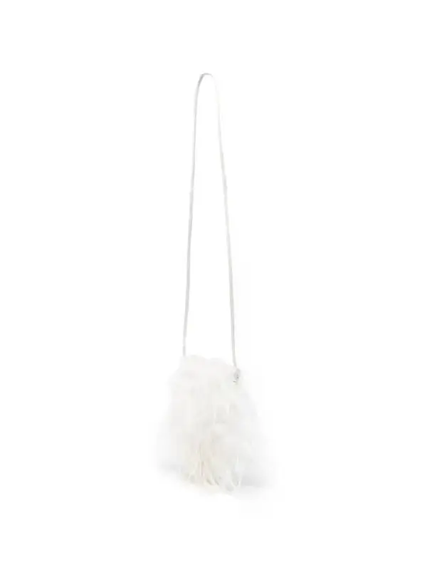 YVES SALOMON Feather Detail Cross Body Bag - White