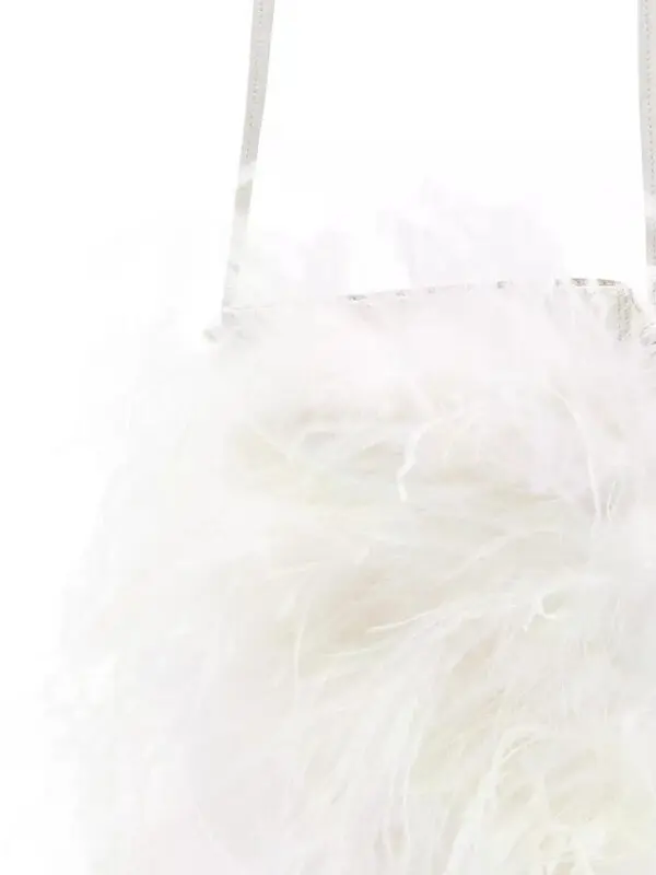 YVES SALOMON Feather Detail Cross Body Bag - White