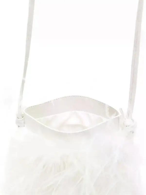 YVES SALOMON Feather Detail Cross Body Bag - White
