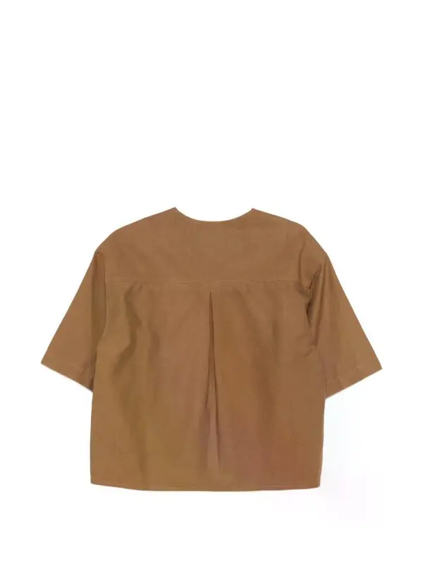 YVES SALOMON Cut-out Short-sleeve Top - Brown