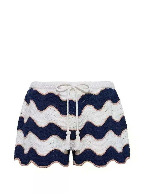 Cara Cara Aicha Wave-stripe Crochet Shorts - White
