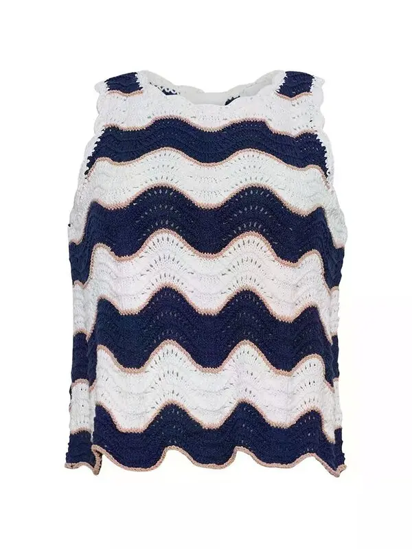 Cara Cara Casey Stripe Crochet Top - White