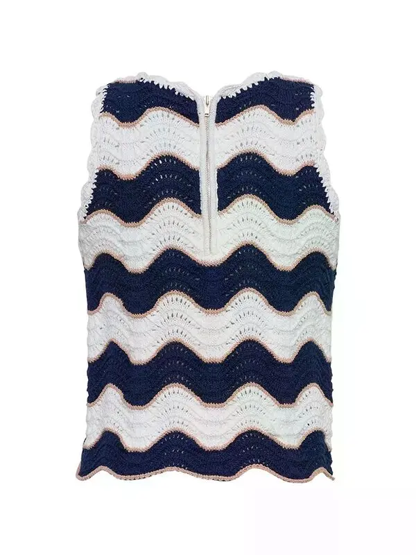 Cara Cara Casey Stripe Crochet Top - White