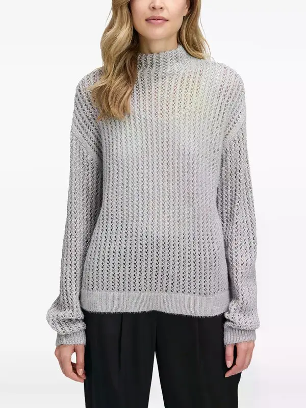 BETTY BARCLAY High-neck Openwork Knit Sweater