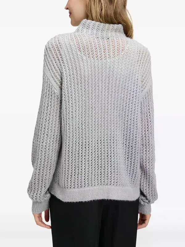BETTY BARCLAY High-neck Openwork Knit Sweater