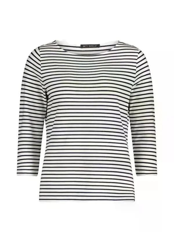 BETTY BARCLAY Striped Three-quarter-sleeve Top - White