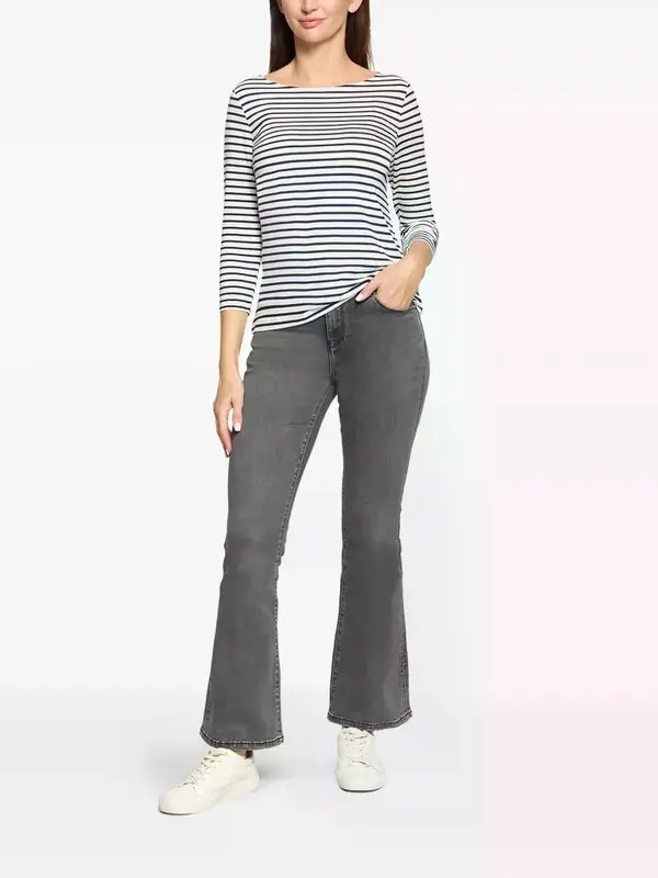 BETTY BARCLAY Striped Three-quarter-sleeve Top - White