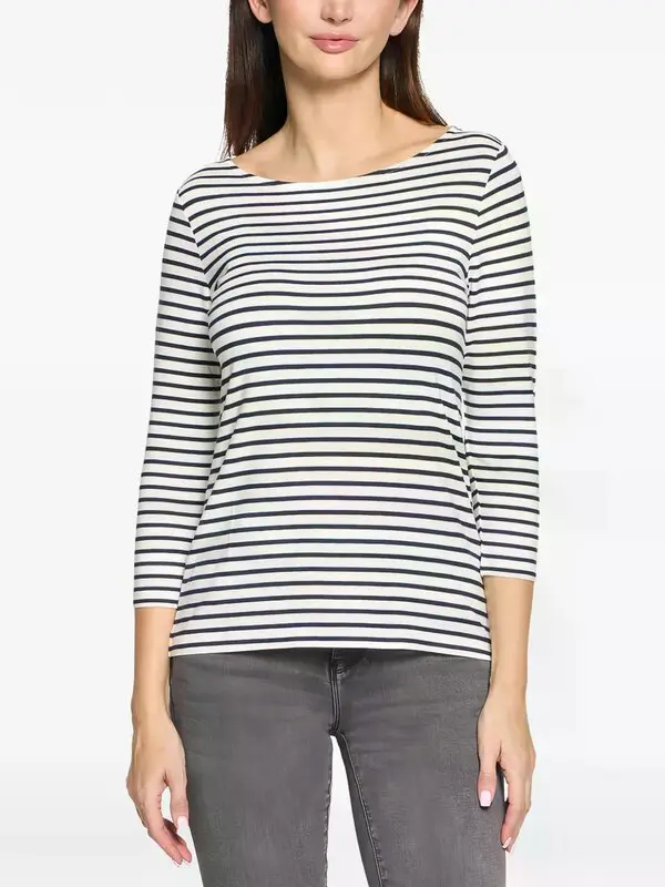 BETTY BARCLAY Striped Three-quarter-sleeve Top - White