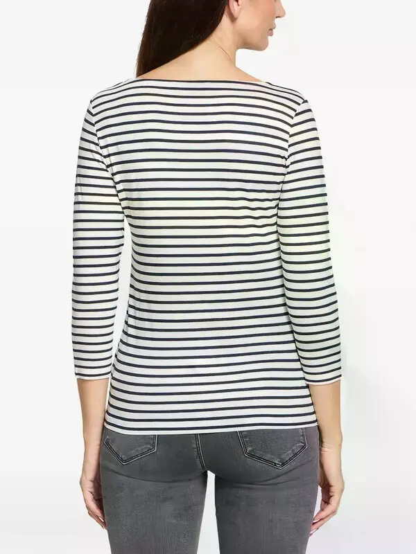 BETTY BARCLAY Striped Three-quarter-sleeve Top - White