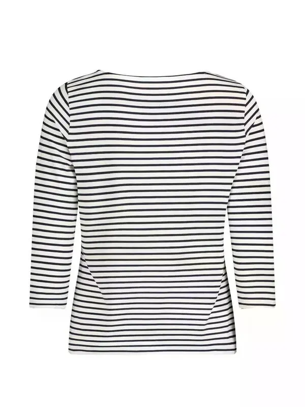 BETTY BARCLAY Striped Three-quarter-sleeve Top - White