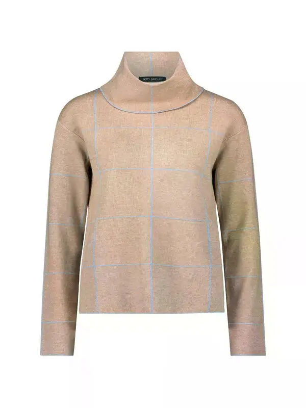 BETTY BARCLAY Check-pattern Roll-neck Sweater