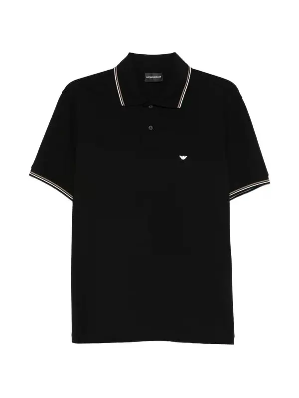 Emporio Armani Logo-embroidered Polo Shirt - Black