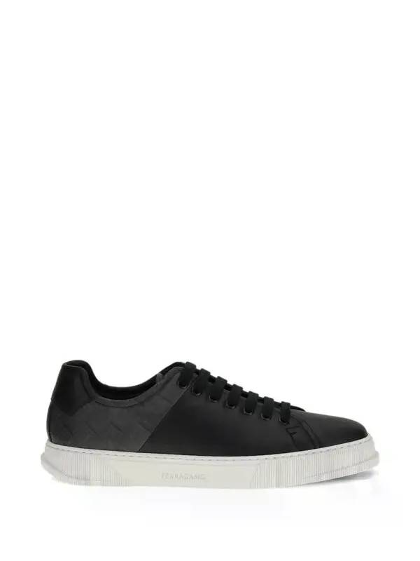 FERRAGAMO Logo-pattern Leather Sneakers