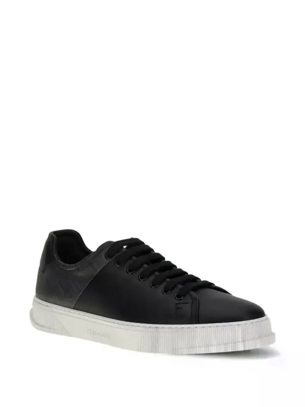 FERRAGAMO Logo-pattern Leather Sneakers