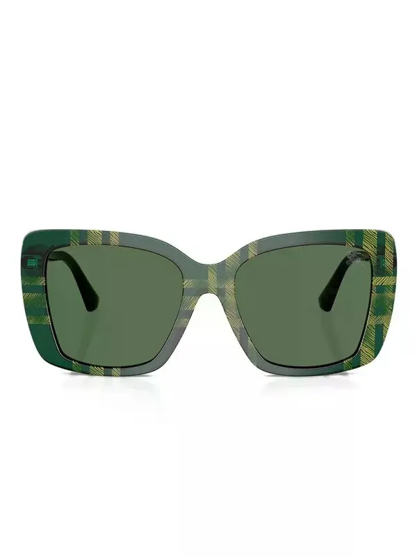 Burberry Check-pattern Square Sunglasses - Green