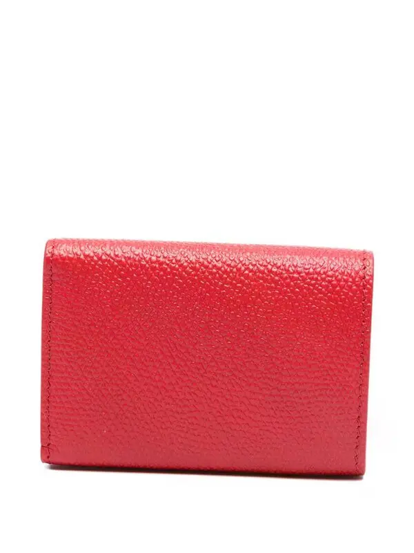 Valentino Garavani V- Logo Pebble-grain Logo Wallet - Red