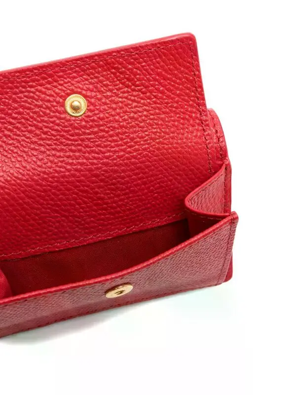 Valentino Garavani V- Logo Pebble-grain Logo Wallet - Red