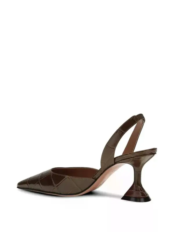 Amina Muaddi Holli Slingback Heeled Pumps - Brown