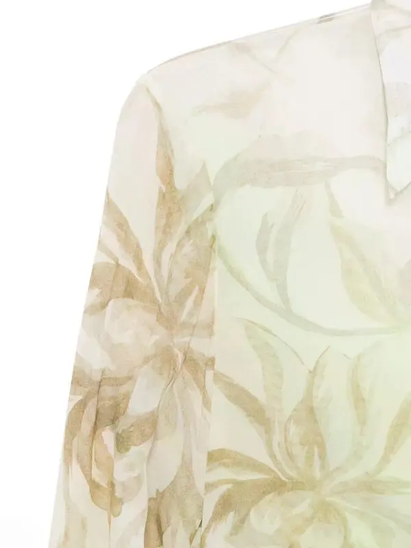 SEMICOUTURE Floral Tie-waist Shirt - Neutrals