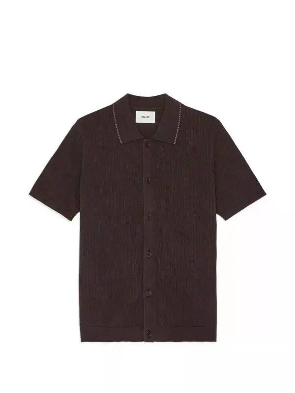 Nn07 Nalo Textured-knit Shirt - Brown