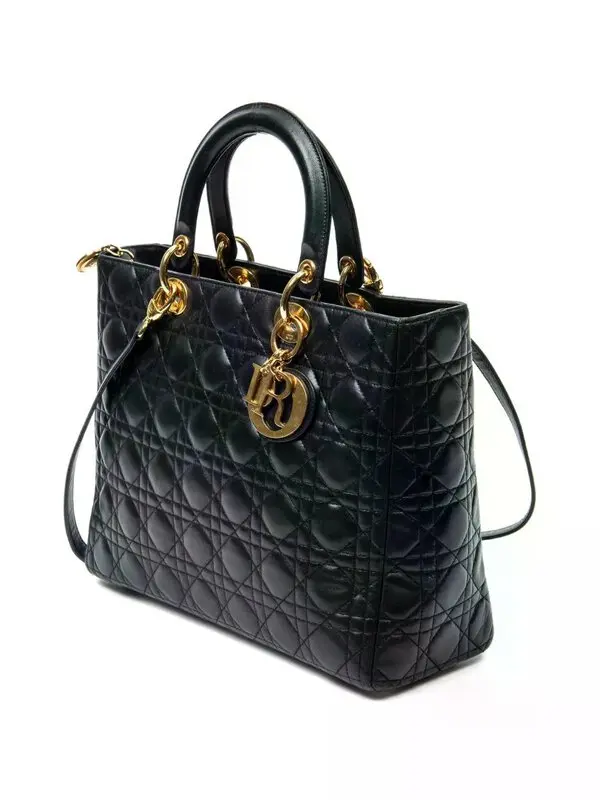 Dior Lady Zip Quilted Shoulder Bag - Black